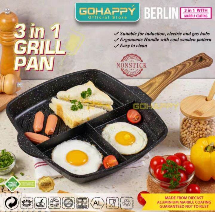 Panci 3 sekat Berlin Brunch Grill Fry Pan Multipan devided | Lazada ...