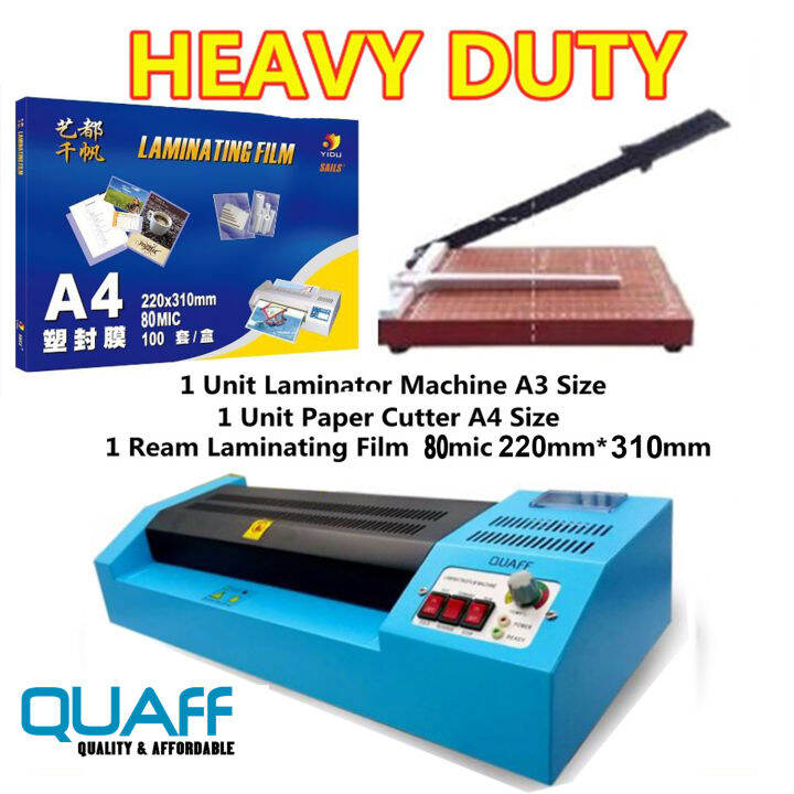 Quaff Laminator Machine Package Set A4 Paper Cutter / 80Mic Film ...