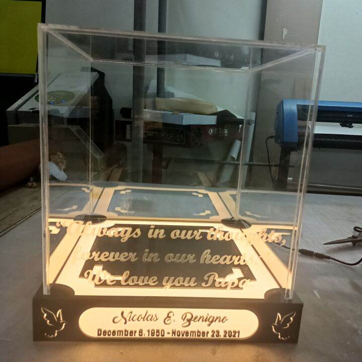 ACRYLIC URN BOX WITH LIGHT, NAME, DATE AND SAYING | Lazada PH