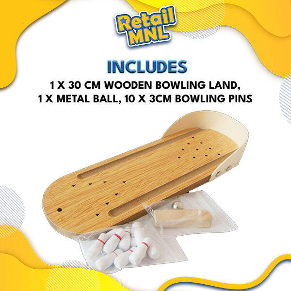 Retailmnl Mini Wooden Bowling Ball Table Set Desk Classic Toy Indoor ...