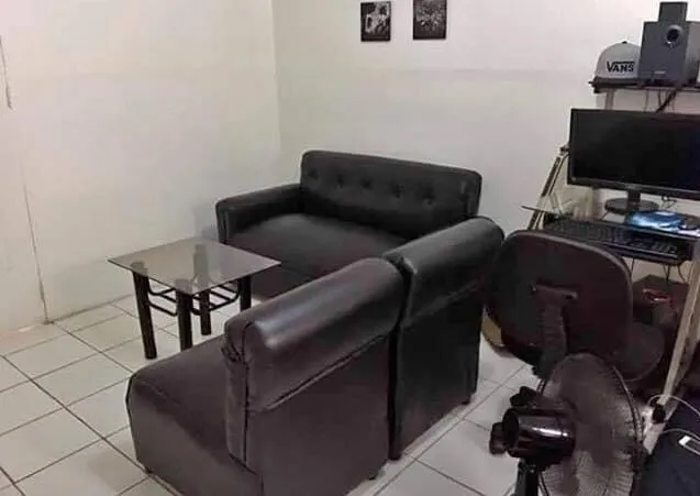 SALA SET BLACK LEATHER WITH GLASS TABLE | Lazada PH