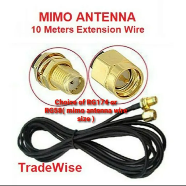 MIMO ANTENNA 10-20 METERS Extension Wire ( Choice of rg174, rg58 or Rg6 ) with connectors ...