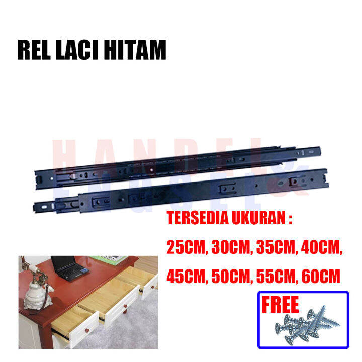 Rel Laci Double Track Hitam 60 cm Full Extention 2x Tarikan | Lazada ...
