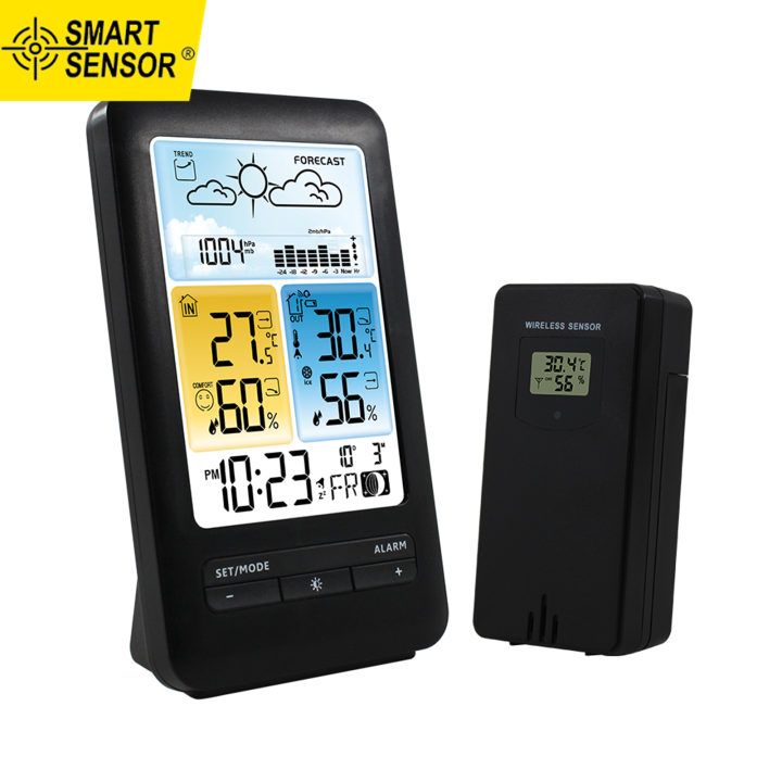 Smart Sensor จอ LCD นาฬิกาปลุกพร้อม Snooze ดิจิตอลในร่มกลางแจ้งเครื่องตรวจสอบอุณหภูมิความชื้น ...