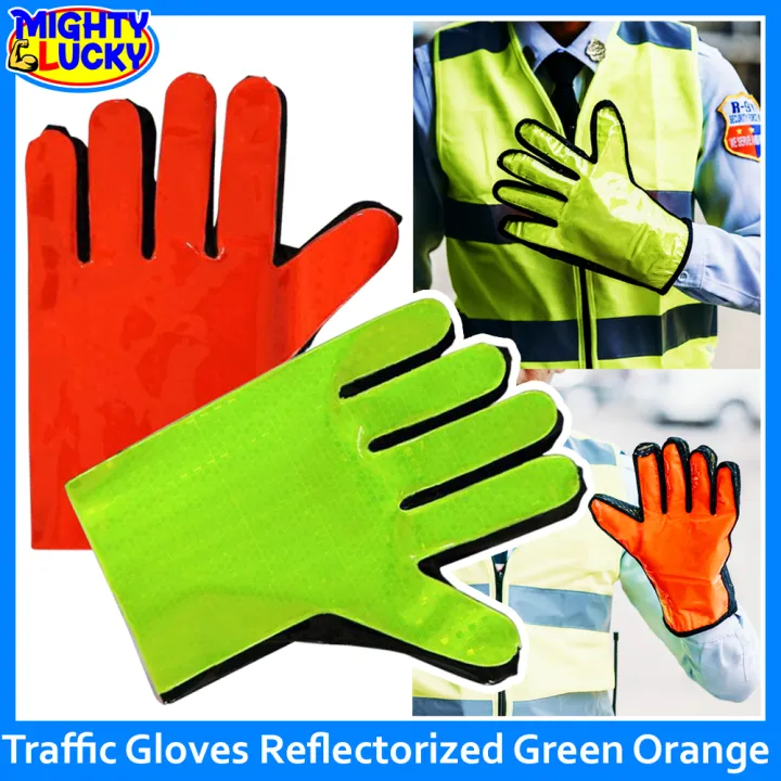 Traffic Gloves Reflectorized Green Orange Traffic Emergency Rescue ...