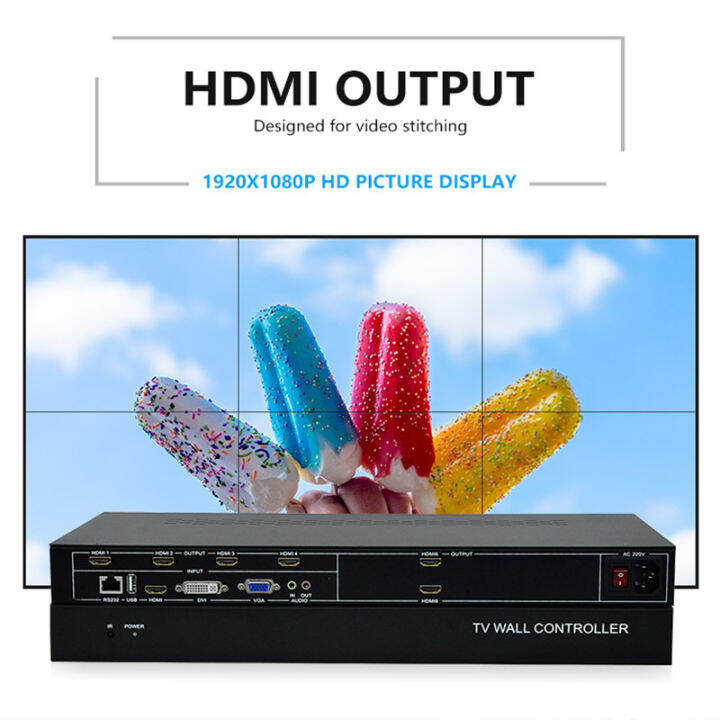 2x3 video wall controller 6 LCD/LED TV output splicing พร้อมอินพุต USB ...