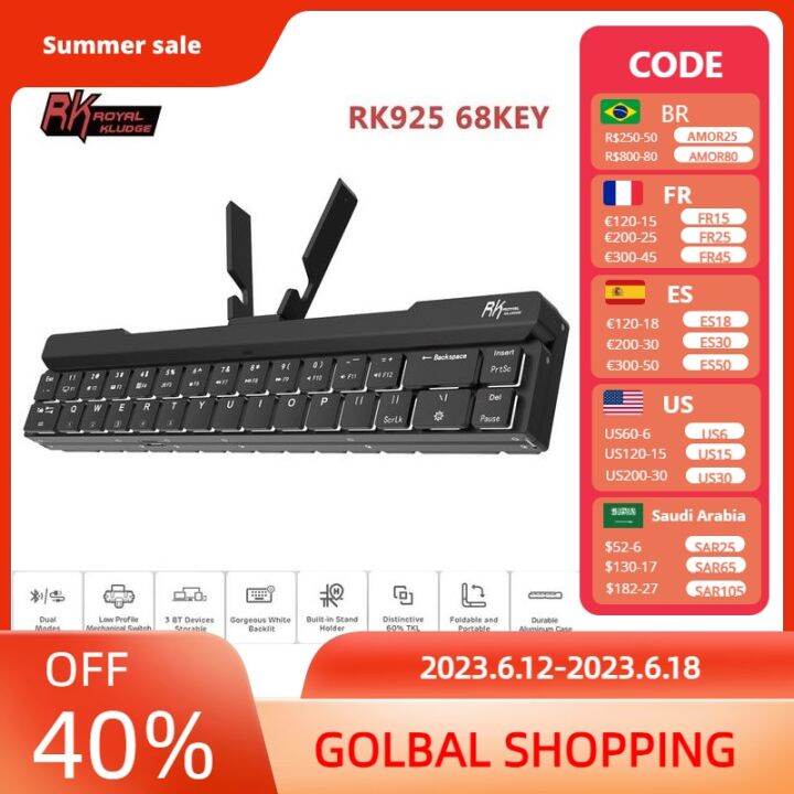Royal Kludge RK925 Foldable Mini Mechanical Keyboard Portable Wireless ...