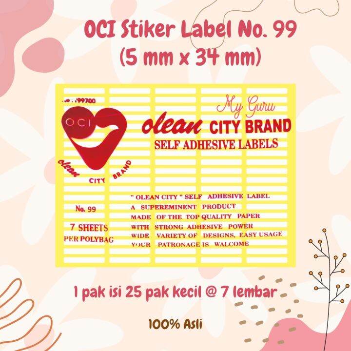 [PAK KECIL] OCI STIKER LABEL PUTIH POLOS NO. 99 / 100 / 101 / 102 (7 ...
