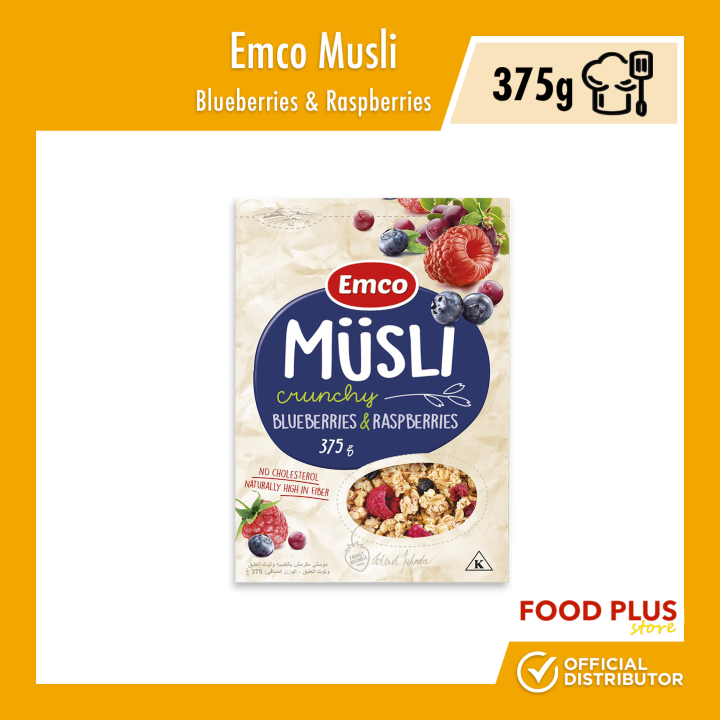 Emco Musli Crunchy Oat Cereals Blueberries and Raspberries (375g ...