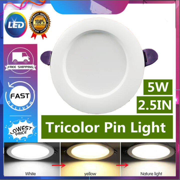 【BUY 1 TAKE 1】 Tricolor LED Pin Light 5W 2.5 inch Living Room Recessed ...