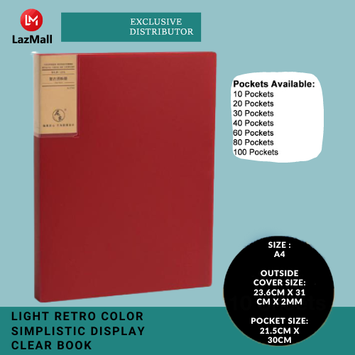 Light Retro Color Non-Refillable Clearbook Display Book Size A4 (Random ...