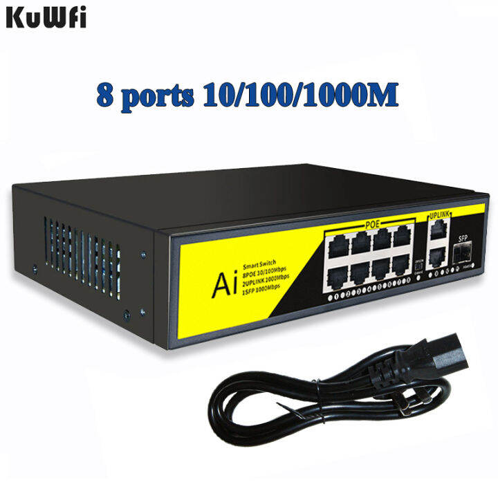 KuWFi POE Switch 8พอร์ต1000M Rack Mount Ethernet Network Switch ฮับ ...