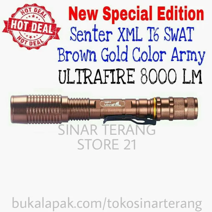 GOLD EDITION XML T6 ULTRAFIRE 8000 LM Senter ZOOM 5 MODE LED 2x18650 ...