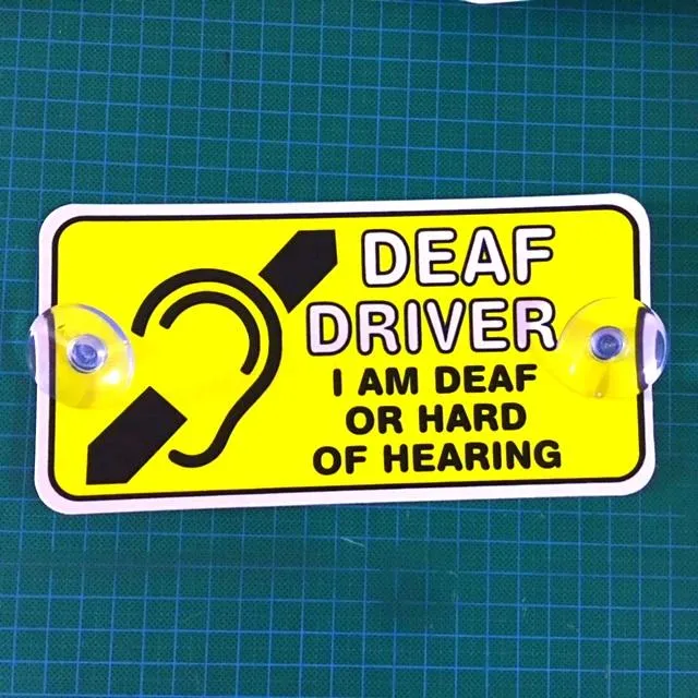 DEAF DRIVER, I AM DEAF OR HARD OF HEARING CAR WINDOW DECAL WITH 2 ...