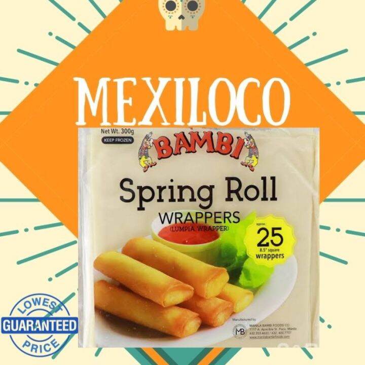 Mexiloco Bambi Spring Roll Wrapper Big 8x8 25 Pieces Lumpia Wrapper ...