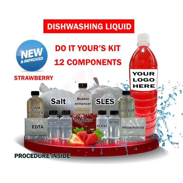 DISHWASHING LIQUID KIT 12 COMPONENTS STRAWBERRY 16-17 Liters yield (Do ...