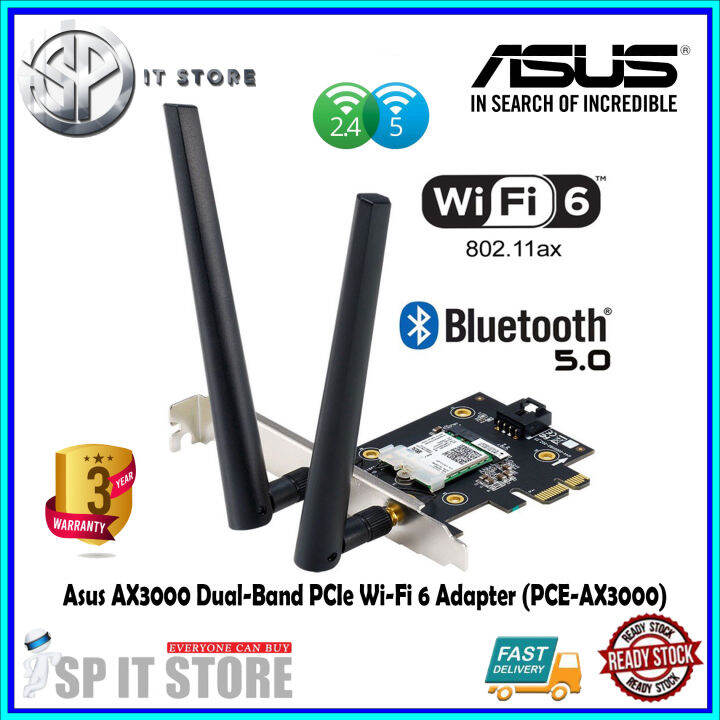 Asus PCE-AX3000 Dual Band PCI-E WiFi 6 (802.11ax) Adapter with ...