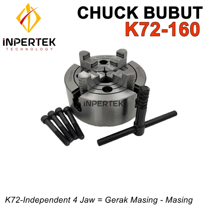 Chuck Bubut 6" 4 Jaw K72-160 Claw 6 Inchi Cekam Kaki 4 Independent ...