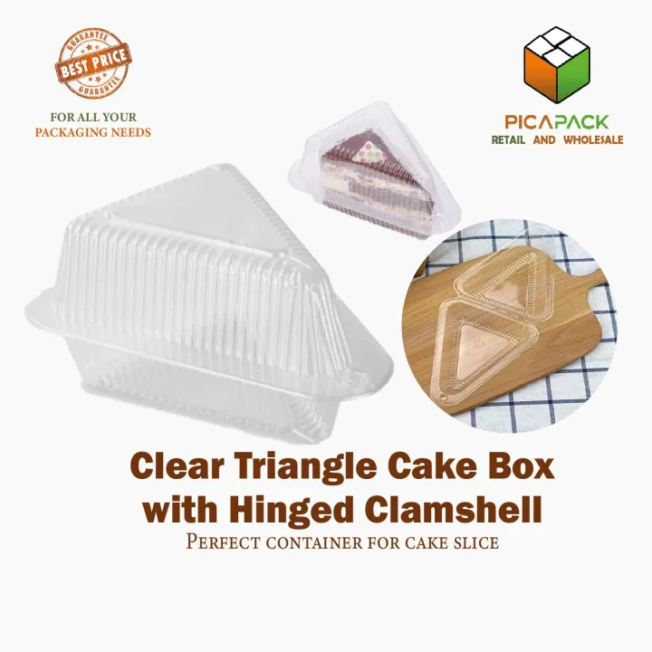 100pcs Clear Triangle Cake Box with hinged Clamshell Package *PICAPACK ...