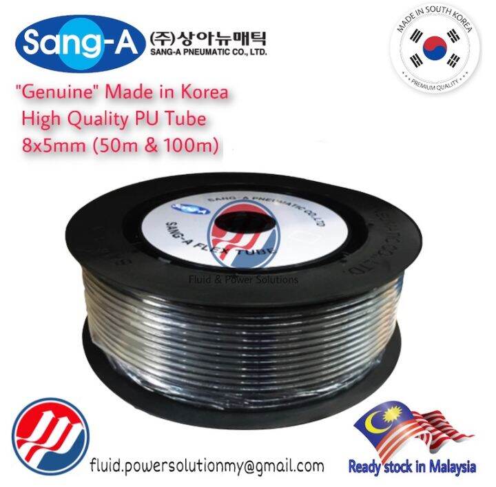 "Genuine" Korea SANG-A 8mm x 5mm (50M & 100m) PU Tube , Color : Black , Blue , Clear ...