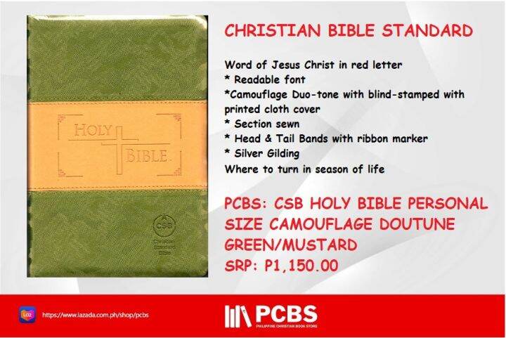 PCBS CSB Holy Bible Personal Size Camouflage Duotone Grn/Mstrd Silver ...