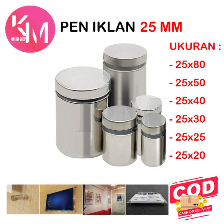 Pen Iklan 25MM Sign Board Stainless Steel / Pen Baut Iklan Kaca Akrilik ...