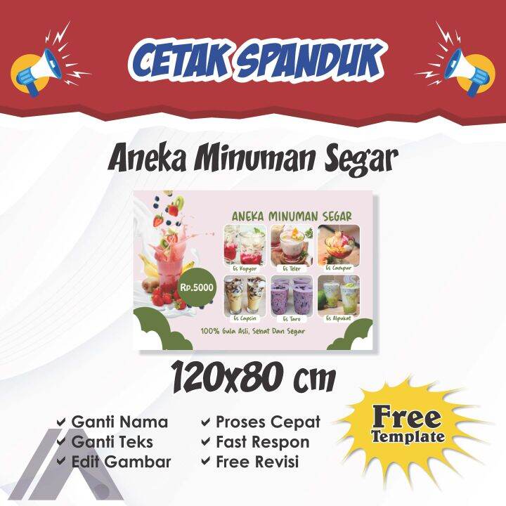 Cetak Spanduk Banner Aneka Minuman Segar Bisa custom 120x80 | Lazada ...