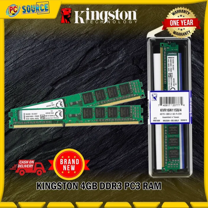 Bnew RAM Kingston 4GB DDR3 1600 Desktop Memory | PCSOURCE | Lazada PH