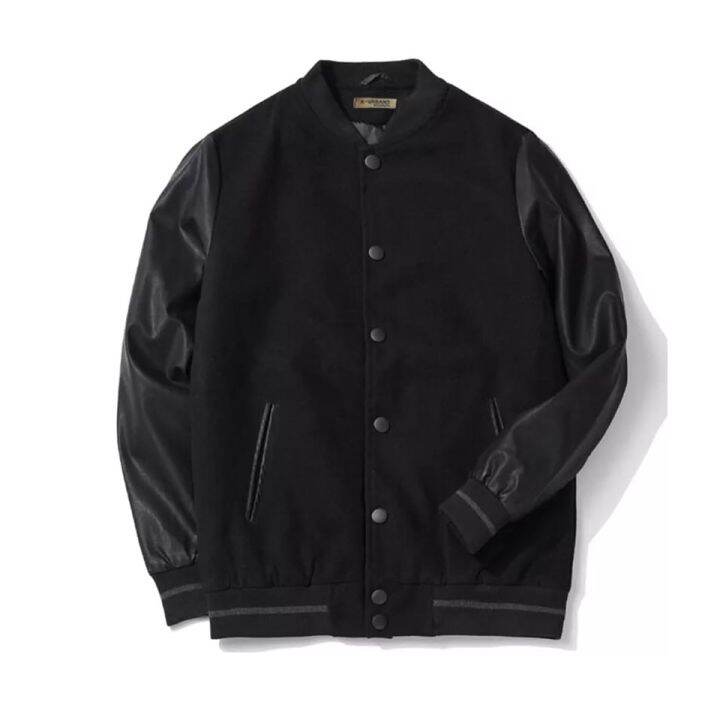 Varsity Jaket Baseball Polos Hitam Pria Wanita A282 | Lazada Indonesia