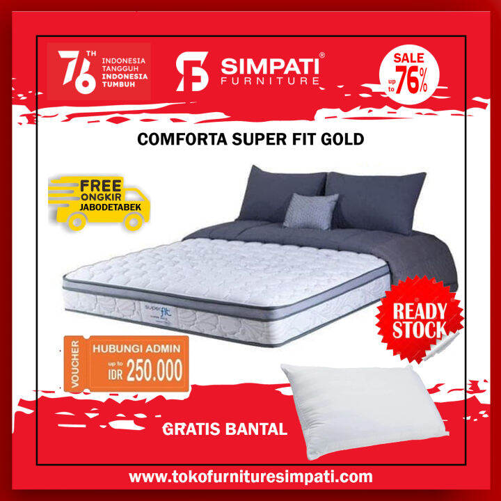 Spring Bed Comforta Super Fit Gold Uk.160x200-Hanya Kasur Tanpa Divan ...