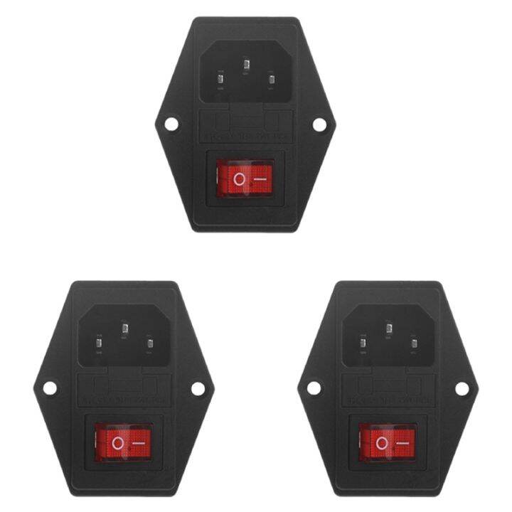 3X New 3 Pin Iec320 C14 Ac Inlet Male Plug Power Socket with Fuse ...