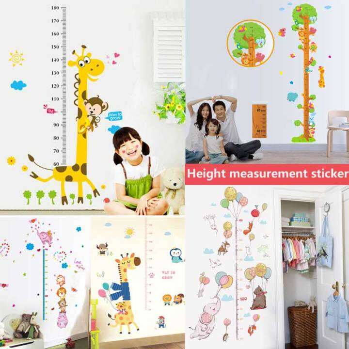 【COD】Cartoon Height Measure Wall Stickers for Kids Room Growth Chart ...