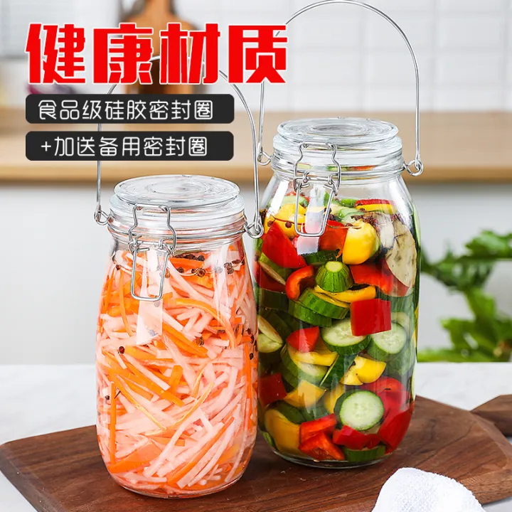 Pickle jar large glass sealed jar Sichuan pickle pickled pickle pickled pepper pickled cabbage ...