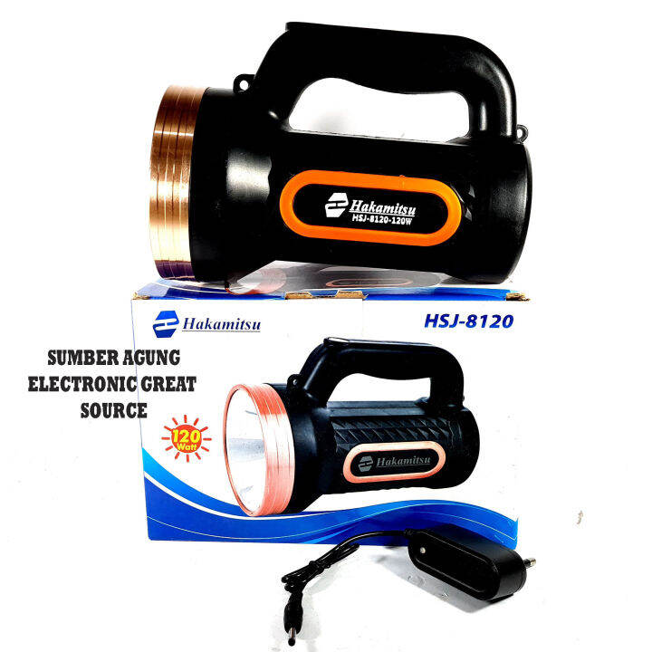 Senter Tangan LED 120W 120 Watt Hakamitsu HSJ8120 Cas Super Terang ...