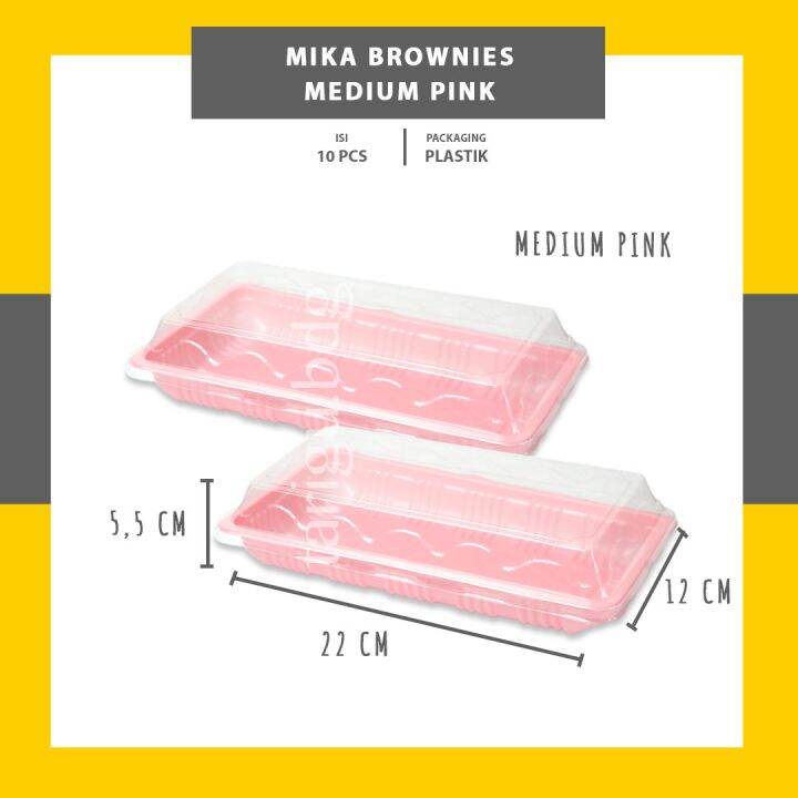 MEDIUM PINK MIKA BROWNIES S / M 10PCS - MIKA KUE BROWNIES BOX - PLASTIK MIKA BRONIS - MIKA BENTO ...