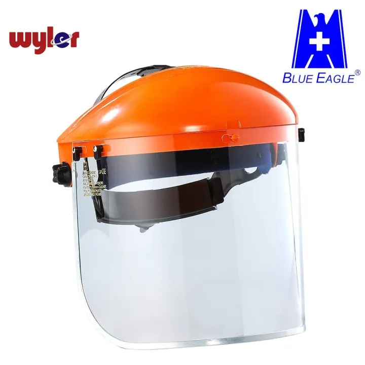 Blue Eagle B1 Yellow Plastic Browguard Visor + FC25 Clear Polycarbonate Face Shield Face ...