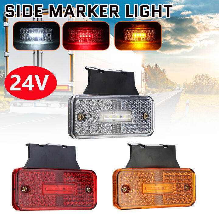 Red/White/ Amber/ 24V 4LED Truck Side Marker Lights Trailer Clearance ...