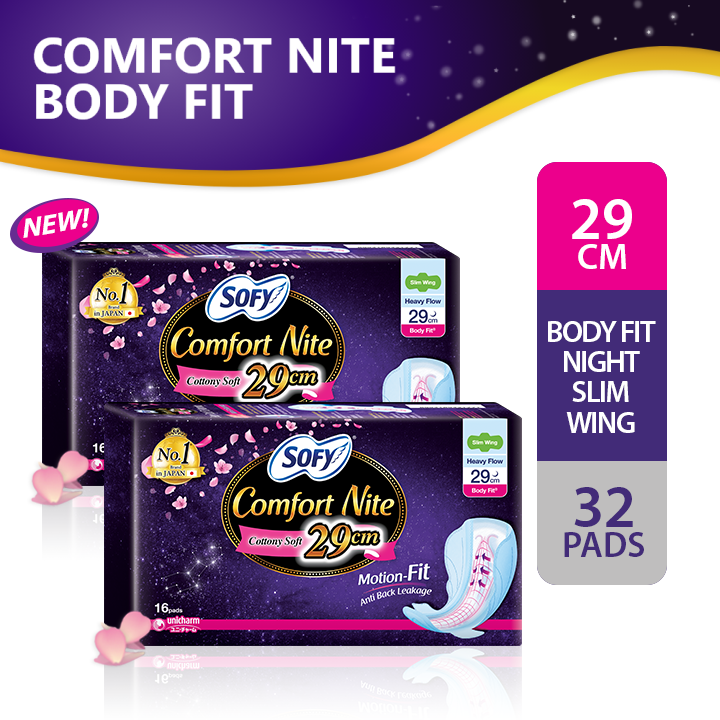 SOFY Body Fit Night Slim Wing 29 cm - 16 pads x 2 packs | Lazada PH