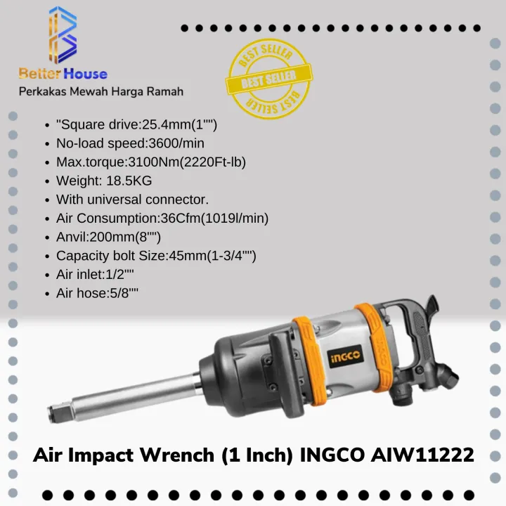 Air Impact Wrench (1 Inch) INGCO AIW11222 Mesin Pembuka Baut Roda Truk ...