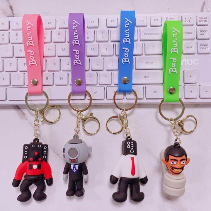 Cartoon Key Chain Skibidi Toilet Plush 跨境爆款新品马桶人滴胶钥匙扣 | Lazada