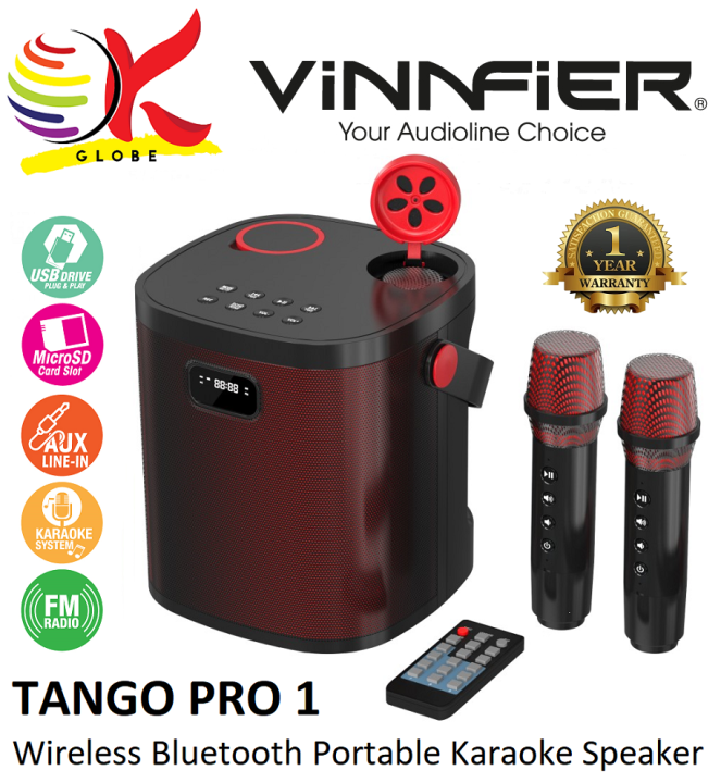 VINNFIER TANGO PRO 1 PORTABLE AND POWERFUL WIRELESS BLUETOOTH KARAOKE SPEAKER WITH TWIN WIRELESS ...