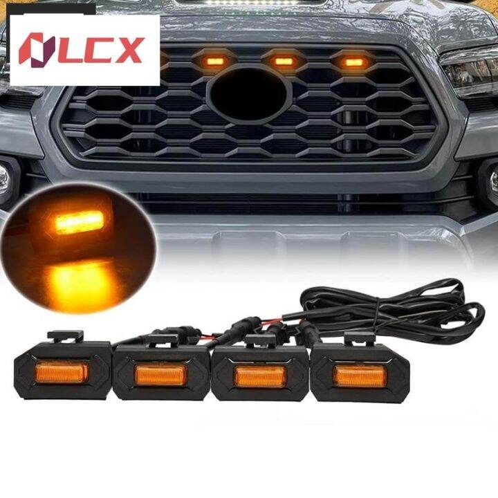 LCX 4PCS LED Front Grill Lights for Toyota Tacoma Raptor TRD Off Road ...