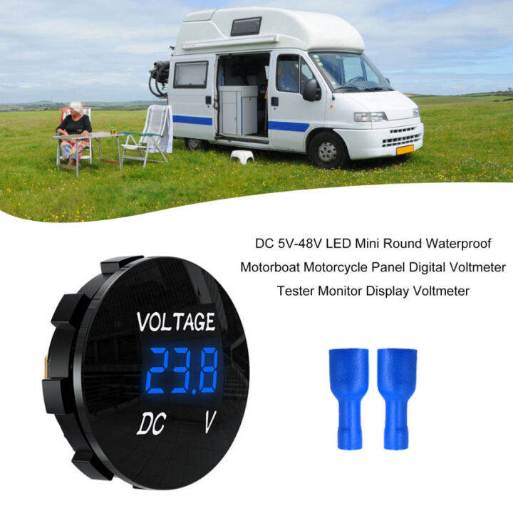 DC 5V-48V LED Mini Round Waterproof Motorboat Motorcycle Panel Digital ...