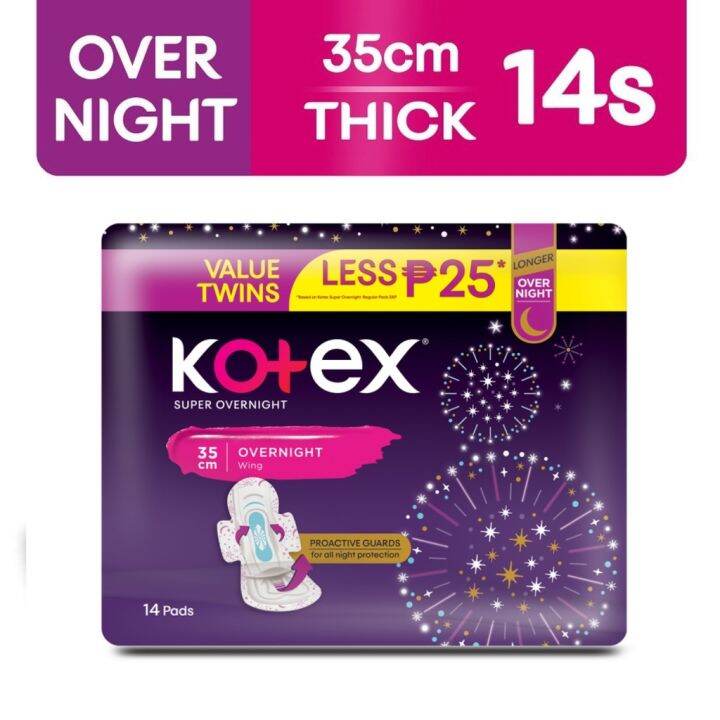 Kotex Super Overnights Feminine Pads 35cm Value Packs - 14 pads | Lazada PH