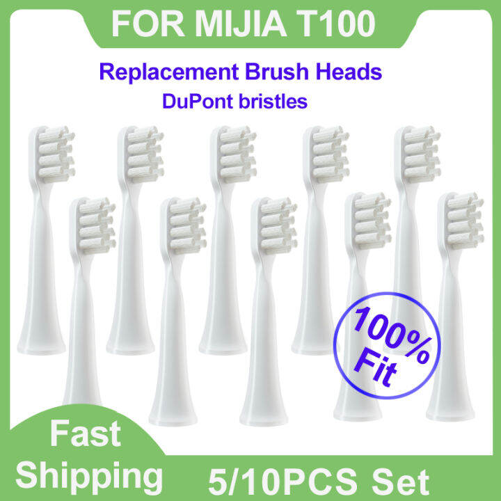 Q 510PCS XIAOMI MIJIA T100 Replacement Brush Heads Sonic Electric Toothbrush Vacuum DuPont Soft ...