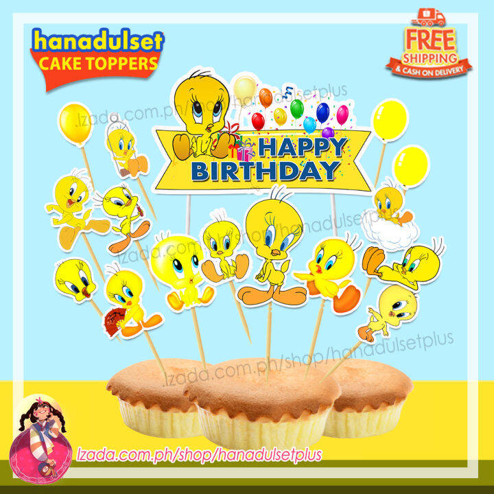 Tweety Bird ♥ Hdsph Happy Birthday Cup Cake Topper Set Lazada Ph