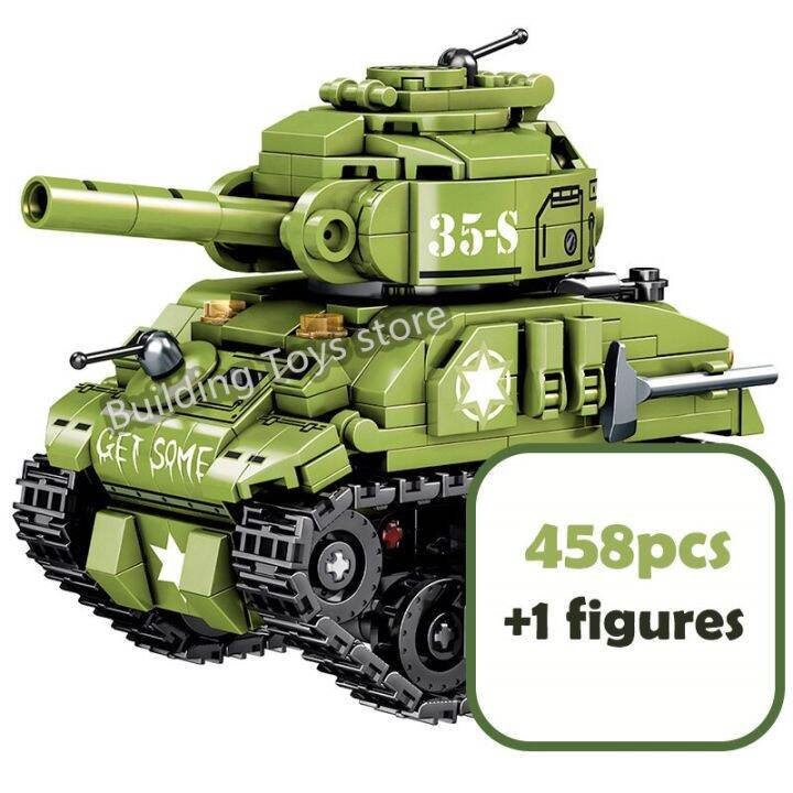 cod New Military M4 Sherman Medium Tank Building Blocks WW2 US Army ...