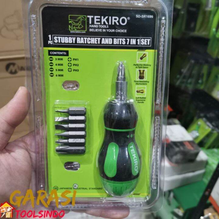 Tekiro obeng ratchet 7 in 1 cebol obeng stubby mini retchet | Lazada ...