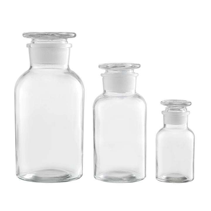 60-250ml Clear Glass Jar Wide Mouthed Reagent Bottle Chemical ...