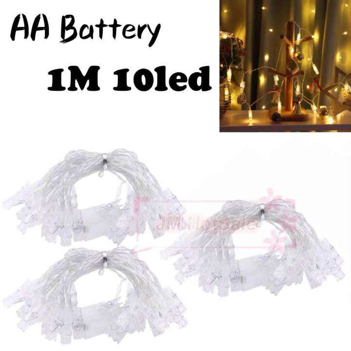 3SET Photo Clip LED String Light for Room Party Battery Operated Fairy Star Strip Light (1meter ...
